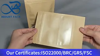 kraft paper stand up zipper bag with clear window