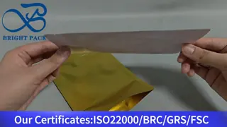 gold stand up ziplock pouch