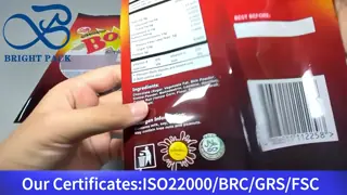 clear window food packaging bag for chocolate coated crispy roll