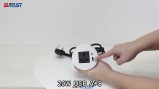 Desk Grommet Power Outlet  With Universal Outlet 20W USB QC 3.0 Charge Alloy Surface For Hotel Room