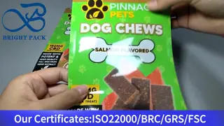 green stand up ziplock pouch for dog chews