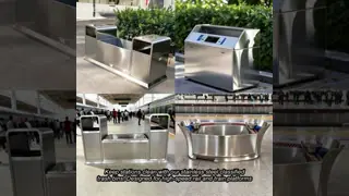 China Stainless Steel Custom Trash Can with Built-in Charcoal Filter and UV Resistant for High-Speed Rail Stations for sale
