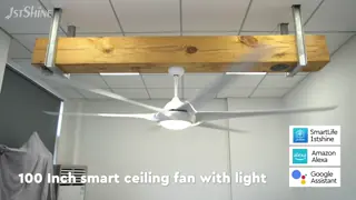 China 100-Inch Large Plastic Ceiling Fan Light with DC Motor and Remote Control for Open Spaces for sale