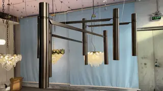 China Custom Handmade the Tea Color Glass Bamboo Leaf Large Chandelier for High Ceiling Lobby of the Hotel & Banquet Hall Chandelier for sale