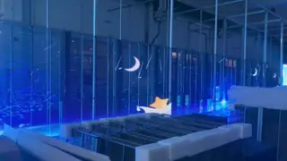 The transparent LED display screen presents a high-brightness image.