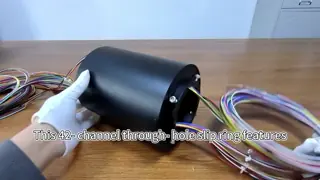 China 42-way Through Bore Electrical Slip Ring with Black Aluminum Alloy Housing and 250 RPM Speed for sale