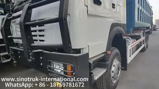 China SINOTRUK  Hook-Arm Garbage Truck with 20-Ton HYVA Hook Arm, 43-Wheelbase Chassis and Customizable Container Volume for sale