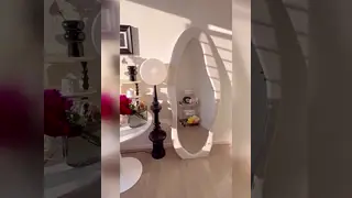 China Luxury Home Decorative Large Wavy Shape Irregular Big Standing Mirror Wall Full Body Mirror Full Length Floor Mirror for sale