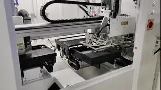 China Dual Table Dual Spindle Inline PCB Depaneling Router with Tray Destacker and Stacker for sale