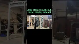 Custom Metal Display Stands For Large Push-pull Sliding Carpet Cabinet Rack In Showroom
