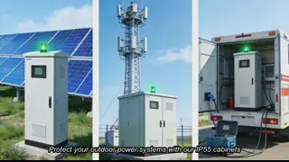 China Fully Enclosed Outdoor Power Cabinet with IP55 Protection, Heat Exchanger Technology, and 60KA Lightning Protection for sale
