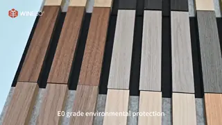 Three Side Wood Veneer Slat Wall Acoustic Panel Walnut E0 Grade 21mm Thick