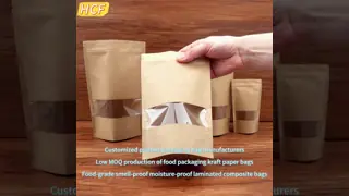China Self Adhesive Seal Packaging Kraft Paper Composite Bags Baby Food Nuts Dried Fruits Standup Pouch Fully Degradable Odorless for sale
