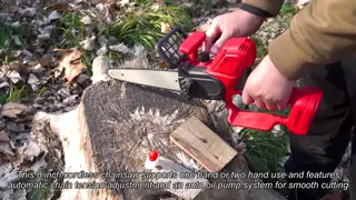 Cordless Mini Chainsaw 8 Inch Rechargeable Hand Held Chain Saw Machine Demo