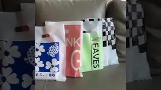 China Custom Order Various Plastic Bag Types Reusable Multi color HD Printing Tote Shopping Bags Shoes Clothing Packaging Logo for sale