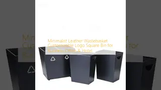 China Minimalist Leather Wastebasket with Customizable Logo Swing Lid and Built-in Charcoal Filter Square Bin for sale