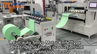 full-auto knife type pleating and gluing productuion line (super samll pleats)