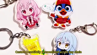 China Custom Epoxy Acrylic Holographic Plastic Key Chain Cartoon Photo Personalized Creative Fashion Trendy Unique Decorative Bag Accessories Daily Use Gifts for sale