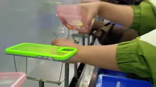 Colored plastic phone case coating of uv line