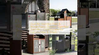 Outdoor Trash Bin Dual Stainless Wood