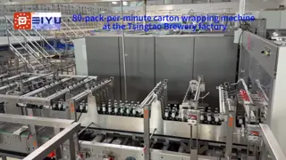 80-pack-per-minute carton wrapping machine has been deployed at the  Tsingtao Brewery factory