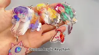 China Custom Clear Acrylic Keychain Logo Cartoon Glitter Epoxy Keychain Charm Plastic Key Chain Anime Acrylic Keyring Custom for sale