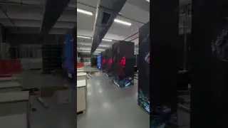 Right-angle LED screen on pillars creates a surround visual experience.