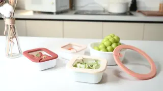 Opal white glass food container with glass lid