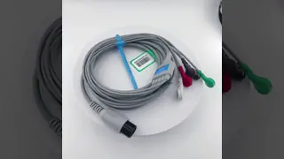 Watch:Compatible AAMI 6 Pin  ECG Cable 5 Leads Snap Type AHA
