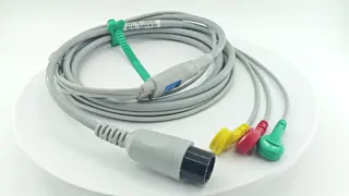 Watch:Compatible Edan 6 Pin  ECG Cable 5 Leads Snap Type IEC