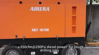 AIRERA CALT-12/10L Diesel Portable Screw Air Compressor | Compact Power for Outdoor Jobs