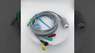 Watch:Compatible HP 12 Pin  ECG Cable 5 Leads Snap Type IEC