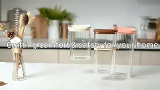 Fluted glass food storage jar with glass lid