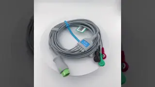 Watch:Compatible Edan X12 12 Pin  ECG Cable 5 Leads Snap Type AHA