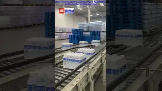 Dual-channel gantry palletizer for a 42,000 BPH bottled water production line