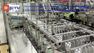 carton packaging machine packs 80 cartons per minute, packaging 1,920 bottles of water per minute