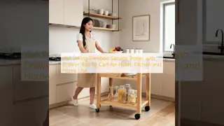 Vintage Wood Serving Cart Mobile Bar Trolley