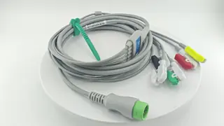 Watch: Compatible Comen 12 Pin  ECG Cable 5 Leads Clip Type IEC