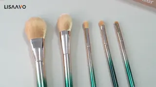 China 5Pcs Professional Makeup Brush Set with Gradient Aluminum Handle and High-Density Nylon Bristles for Full Face Application for sale