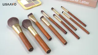 9-Piece Vintage Wooden Handle Makeup Brush Set
