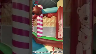 Cute Bear Bounce House with Slide for Kids