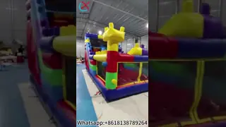Colorful Bounce House Castle with Slide Fun
