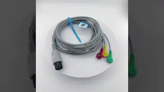 Watch:Compatible AAMI 6 Pin  ECG Cable 3 Leads Snap Type IEC