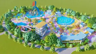 Water park building factory show the visual amusement
