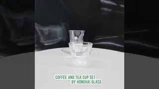 Premium Clear Crystal Glass Cup Set with Saucer – Elegant Tea & Coffee Glassware for Home & Café