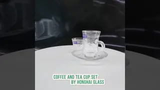 Vintage Embossed Clear Glass Tea Cup & Saucer Set