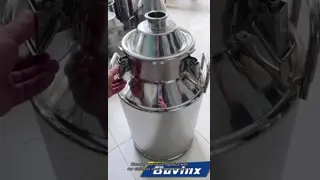 Food-grade stainless steel, mirror finish, leak-proof clamp lid. For dairy, pharma, drinks. Bovinx q