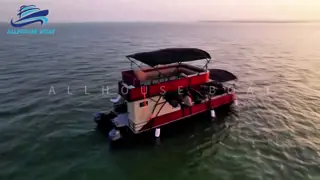 ? High-End Red Double-Deck Pontoon Boat Sea Trial | Slide | Bar | Bathroom | Full Tour