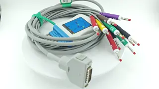 Watch:Compatible FUKUDA DB15 EKG Cable 10 Leads Banana Type IEC