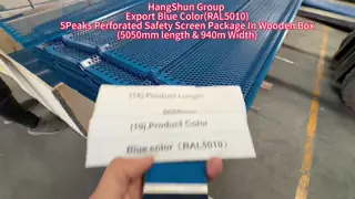 Export 5050mm Length Blue color (RAL5010) 5Peaks Perforated Safety Screen Package In wooden box